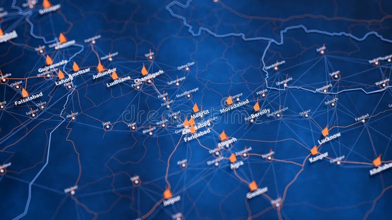Meerut Map Big Data Visualization. Futuristic Map Infographic of City ...