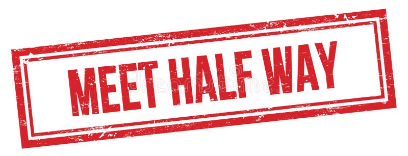 MEET HALF WAY Text on Red Grungy Vintage Stamp Stock Illustration ...