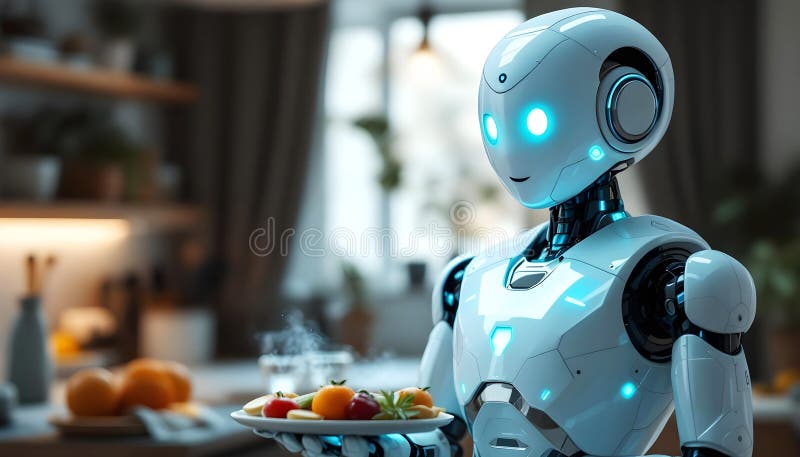 Meet the Service Robot AI-Powered Assistance in Modern Kitchens Stock ...