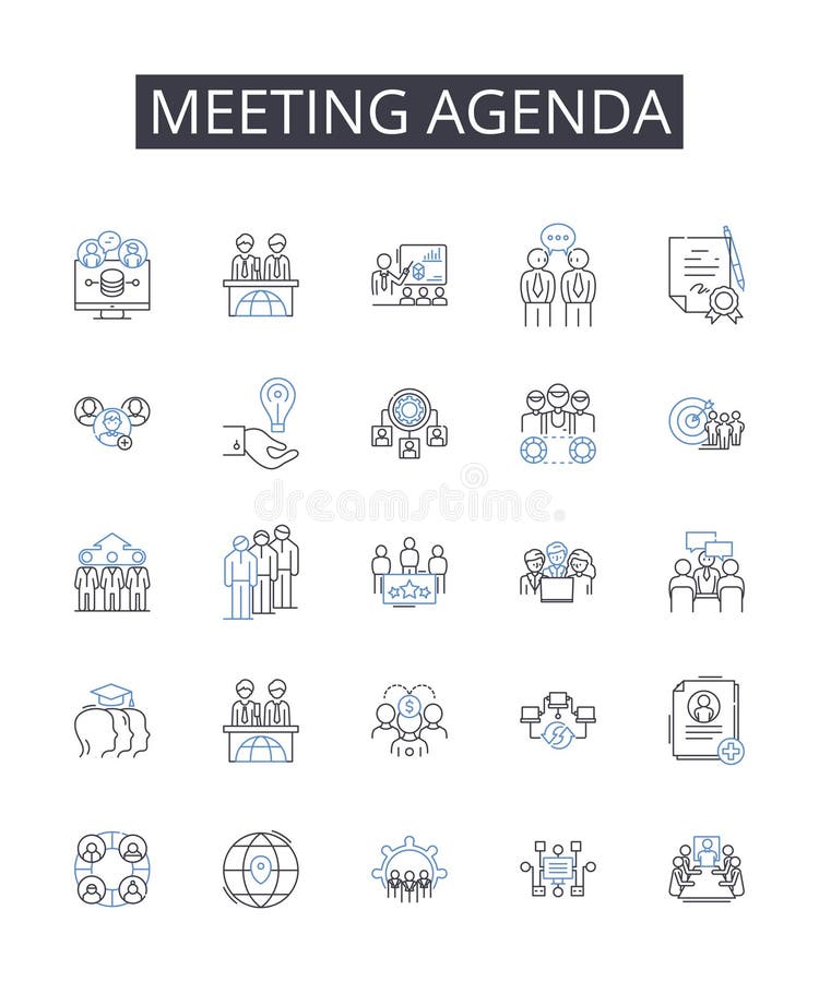 Meeting Agenda Line Icons Collection. Protocols, Guidelines ... Meeting Agenda Line Icons Collection. Protocols, Guidelines ...