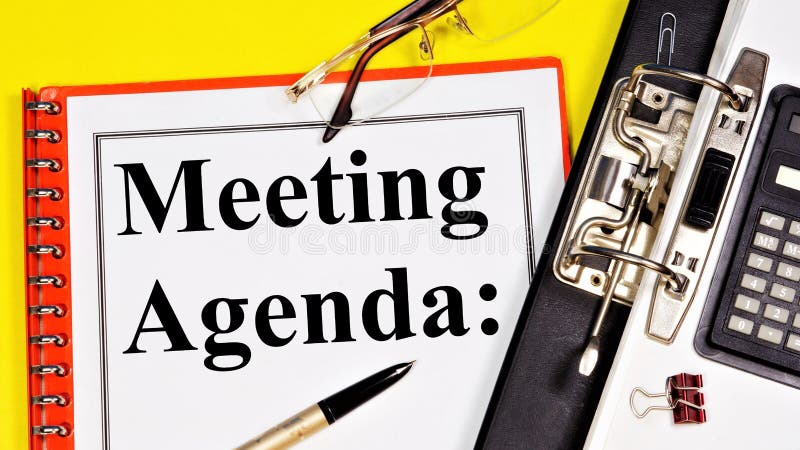 Meeting Agenda. Text Label in the Planning Notebook Stock Photo - Image ...