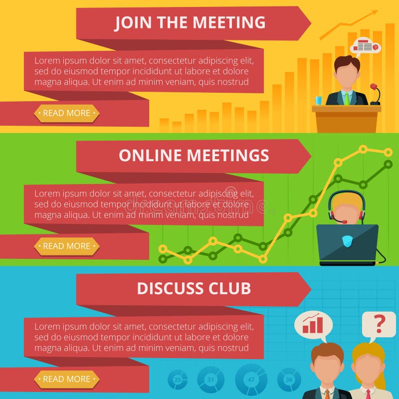 Meeting banner set stock vector. Illustration of discussion - 62851024