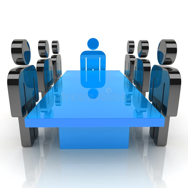 Meeting with blue leader stock illustration. Illustration of conference ...