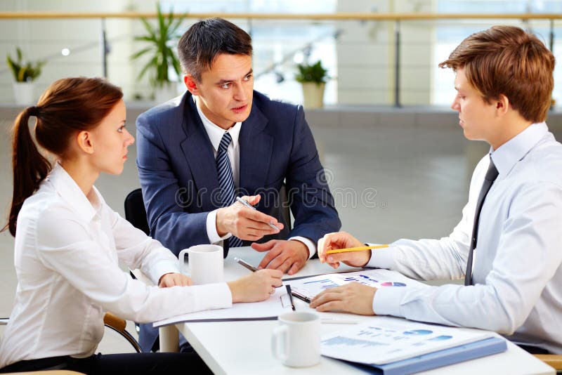 Meeting with boss stock photo. Image of papers, expression - 28967364
