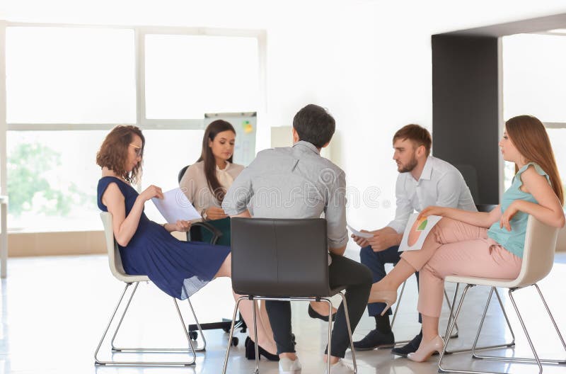 Meeting of Business Team Working in Office Stock Image - Image of ...