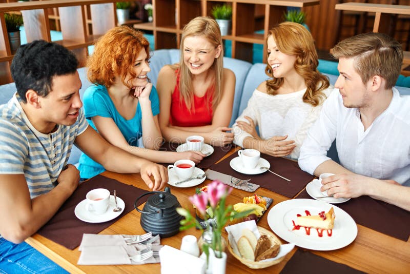 Meeting in cafe stock image. Image of smiling, people - 64967067
