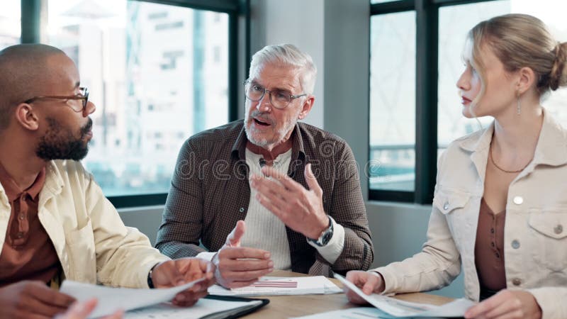 Meeting, CEO and Business People Discuss with Paperwork, Planning and ...
