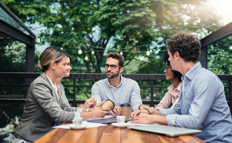 Meeting with a Change of Scenery. a Group of Business Colleagues Having ...