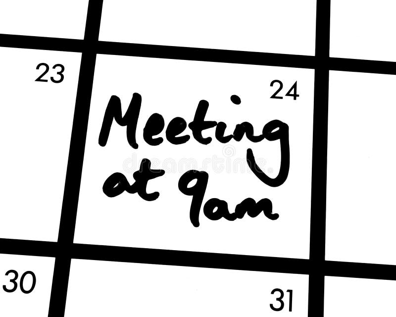 Meeting at 9am stock image. Image of book, chat, calendar - 172475243