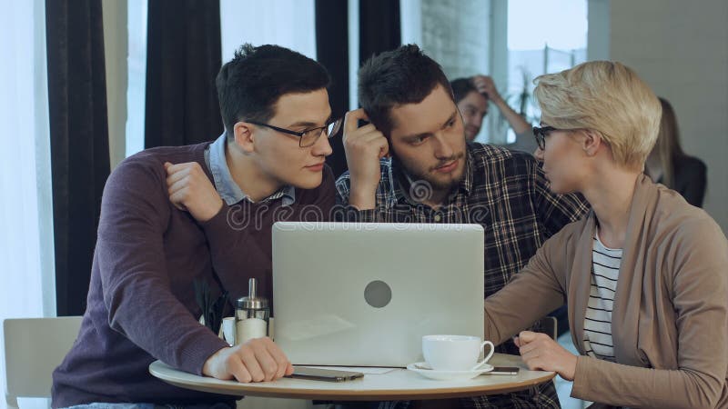 Meeting of Co-workers and Planning Next Steps of Work with Laptop Stock ...