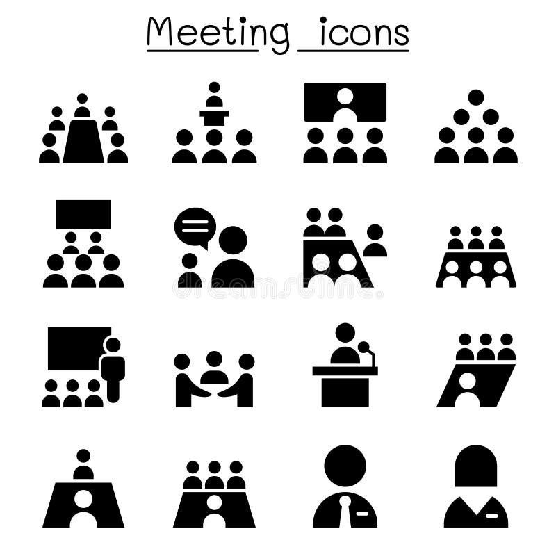 Meeting & Conference Icons Stock Vector - Illustration of people ...