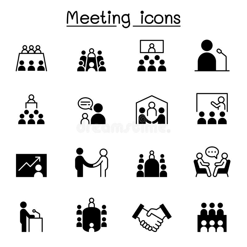 Meeting, Conference, Seminar, Planning Icon Set Vector Illustration ...