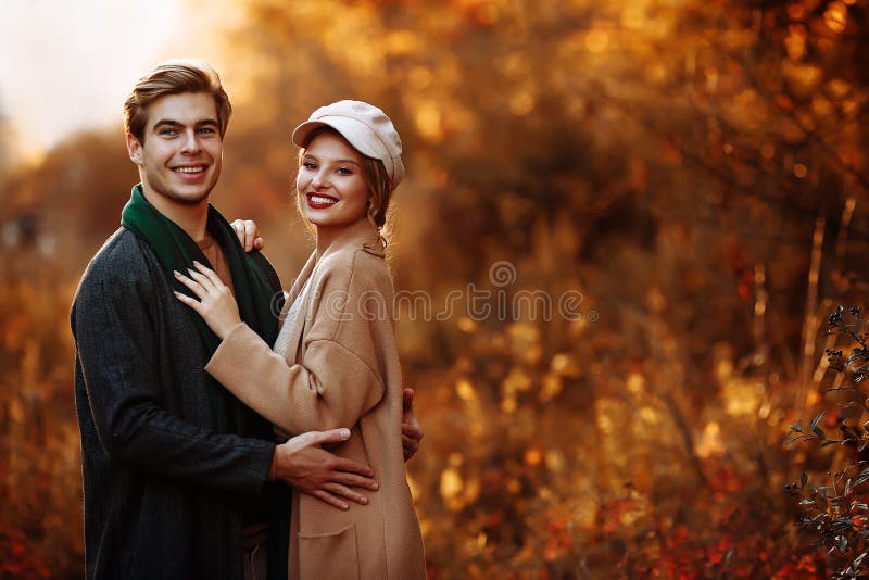 Couple in Love Hugging in the Fall Stock Image - Image of boyfriend ...