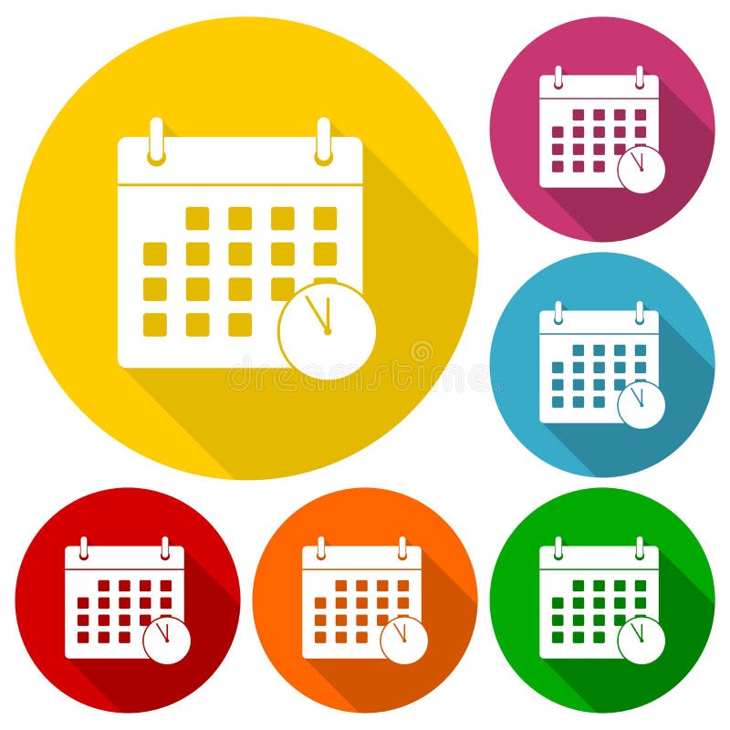 Meeting Deadlines Icons Set with Long Shadow Stock Vector ...