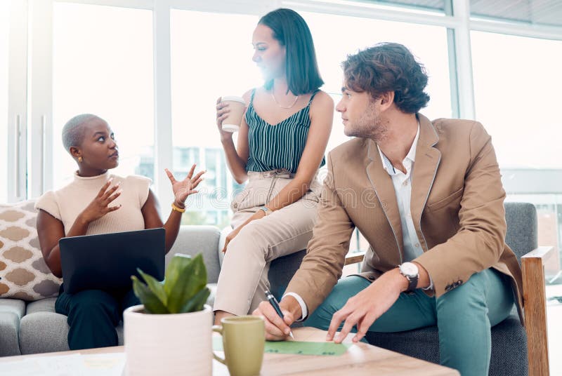 Meeting, Discussion and Business People Talking on Sofa for Planning ...