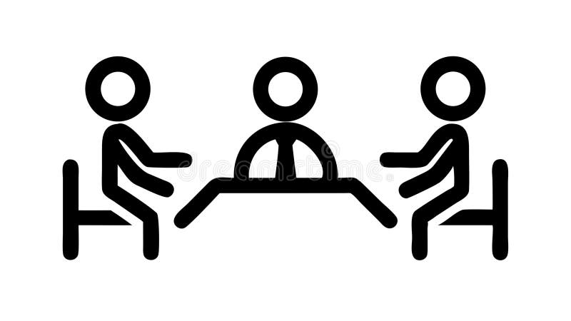 Meeting Discussion Teamwork Vector Outline Icon, Vector Design ...