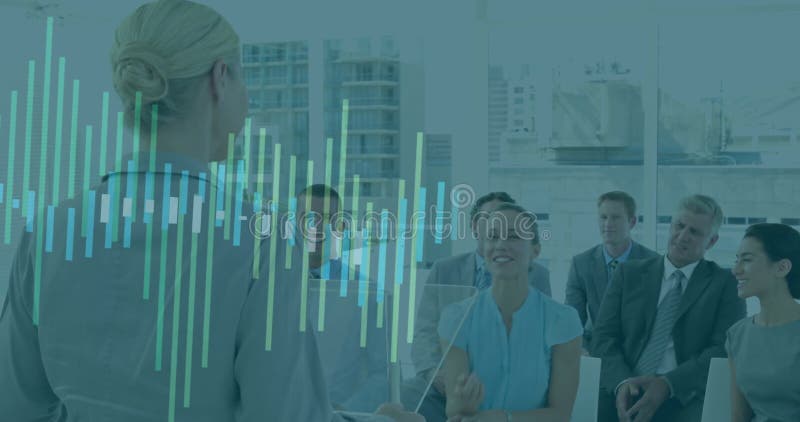 In Meeting, Diverse Professionals Watching Business Presentation with ...