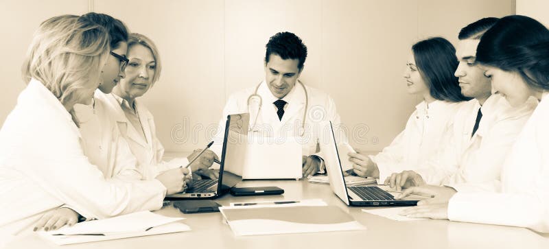 Meeting of Doctors in Conference Room Stock Image - Image of interns ...