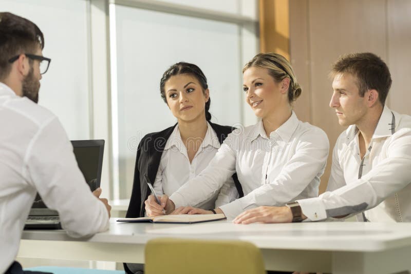 Meeting stock photo. Image of attractive, computer, colleague - 65414080