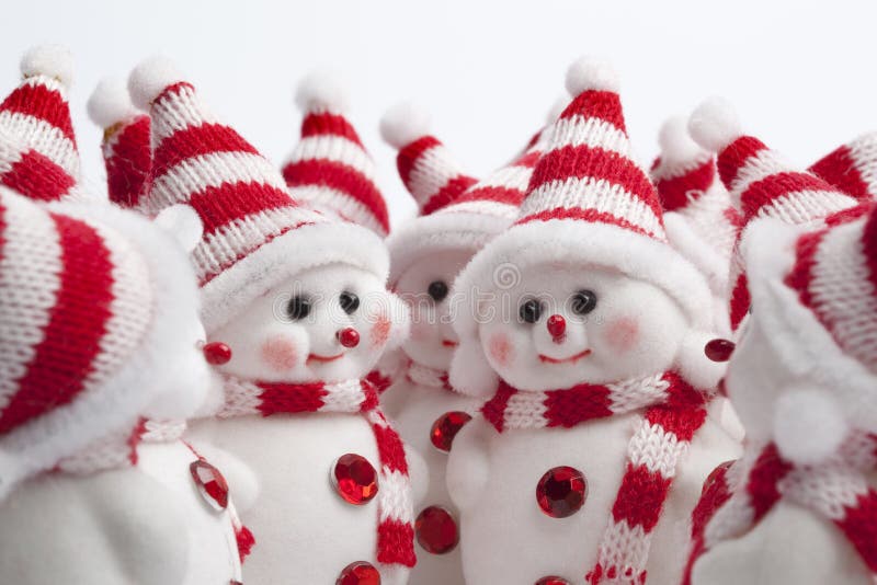Meeting of a Group of Little Snowmen Stock Image - Image of snow ...