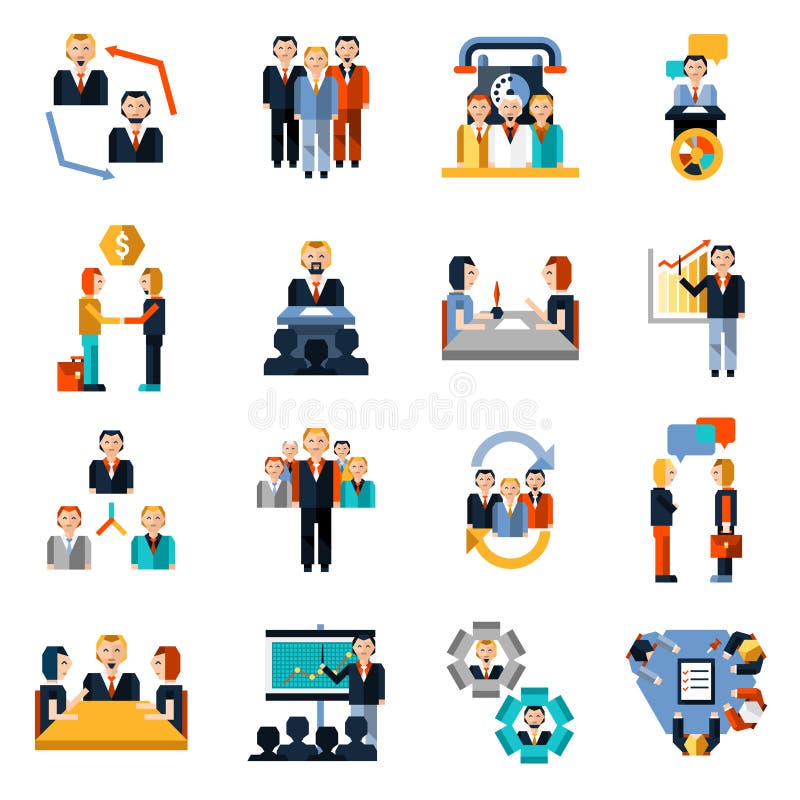 Meeting Icons Set stock vector. Illustration of pictogram - 48747939
