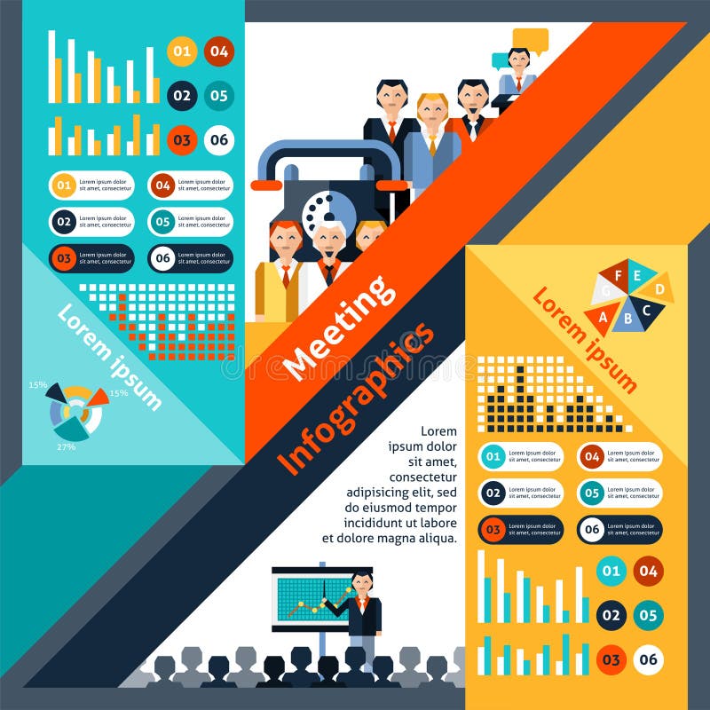 Meeting Infographics Set stock vector. Illustration of management ...