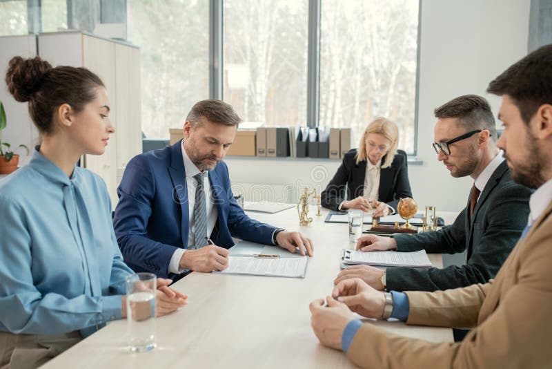 Meeting lawyers with judge stock photo. Image of brainstorming - 217217228