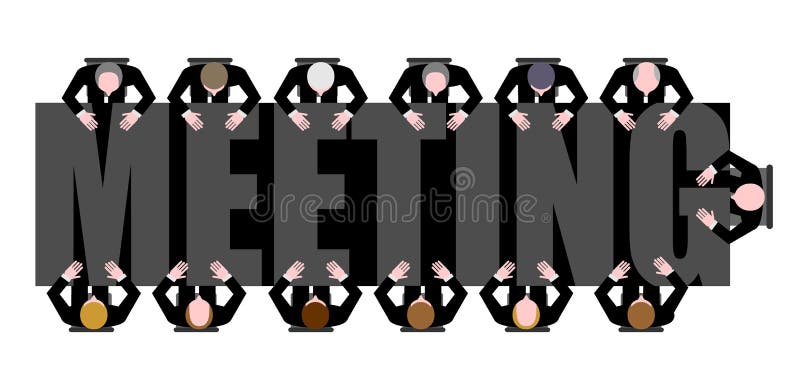 Meeting a Long Table. People Work in Office Stock Vector - Illustration ...