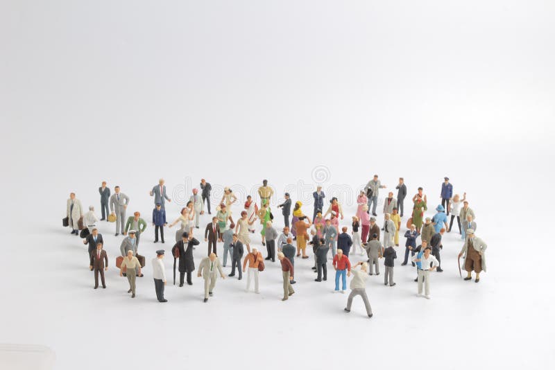 A Meeting of the Many Small Figure Stock Photo - Image of discussing ...