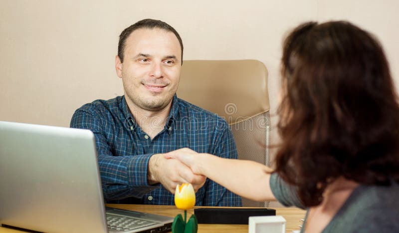 Meeting a new colleague stock image. Image of smile, meeting - 34161391