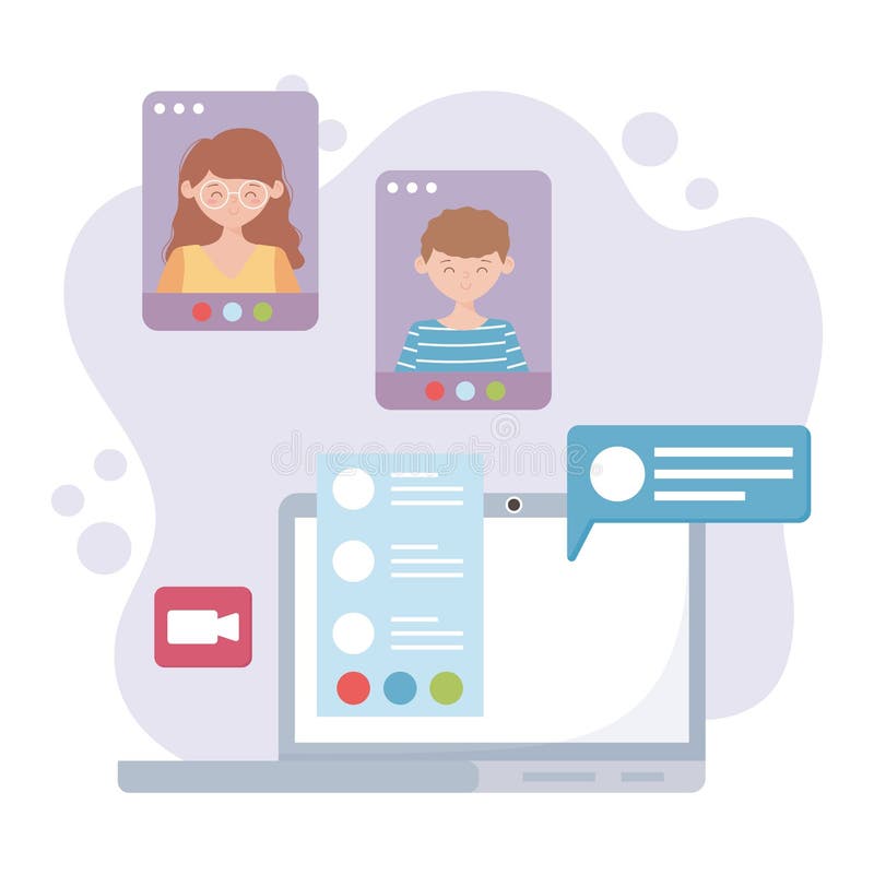 Meeting Online, People Web Connection Chatting Video Stock Vector ...