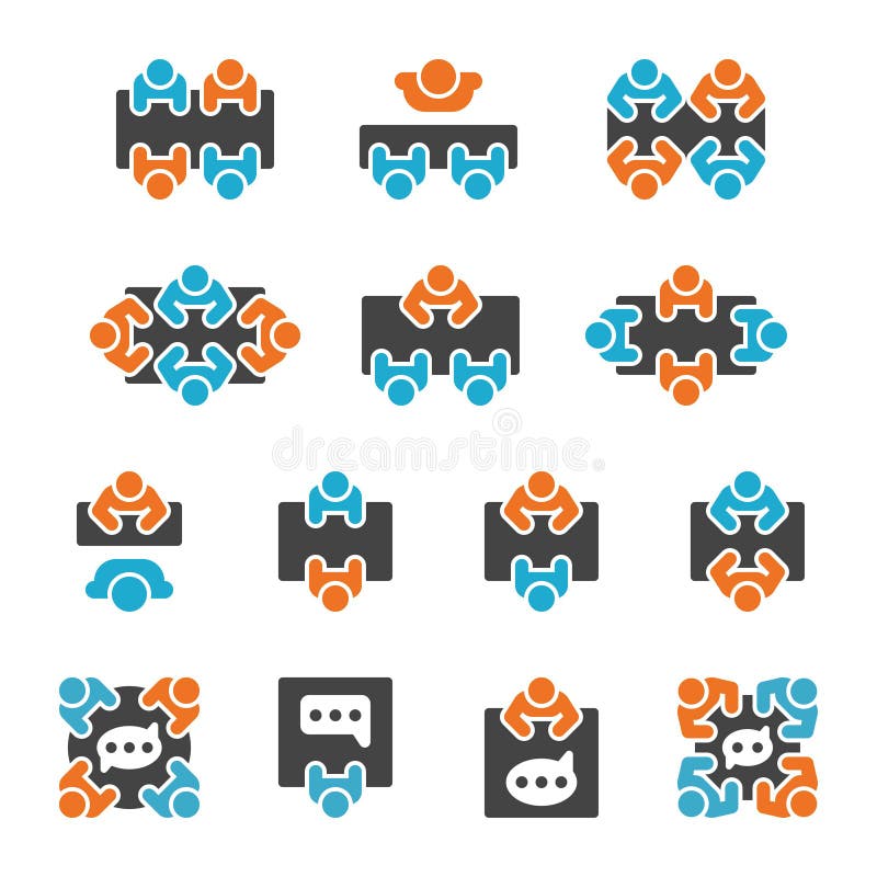 Meeting and Participate Icon Set Stock Vector - Illustration of ...