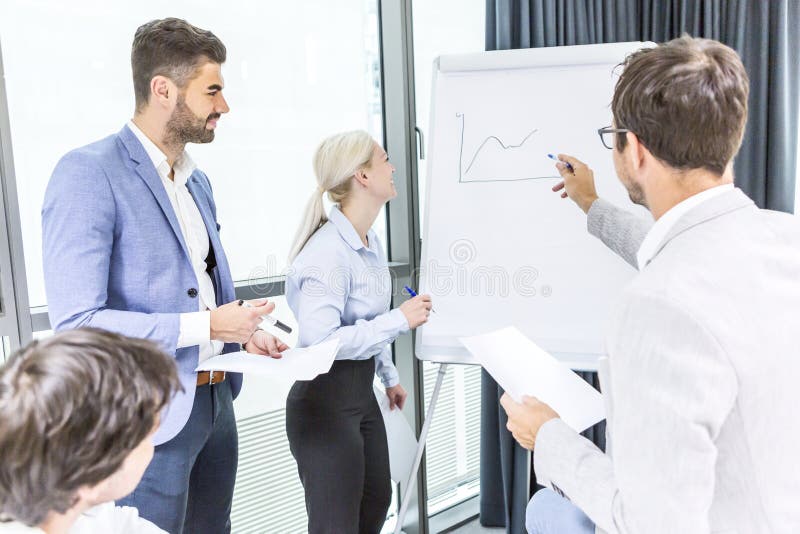 Business People at Flipchart Stock Image - Image of group, gesture ...