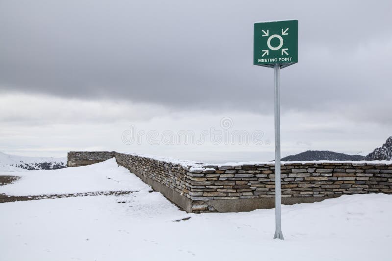 Winter Sports Meeting Point Stock Photo - Image of sign, perspective ...
