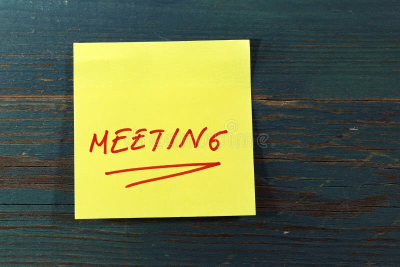 Meeting post-it note stock image. Image of office, reminder - 42935137