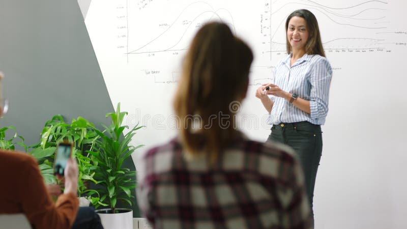 Meeting, Presentation and Data with a Business Woman Teaching Her Team ...