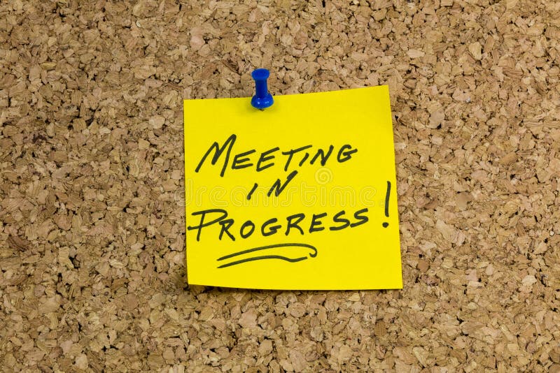 Meeting in Progress Sign Teamwork Business Strategy Stock Photo - Image ...