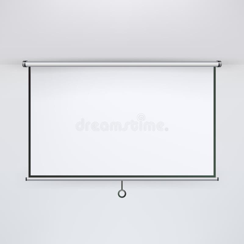 Meeting Projector Screen Vector. Hanging Projection Screen Isolated on ...