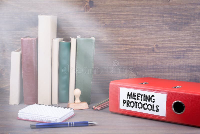 Meeting Protocols. Binder on Desk in the Office Stock Photo - Image of ...