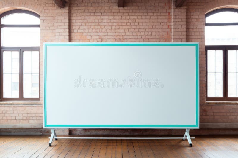 Meeting Room with Blank Poster on Wall. Projector and a Screen. an ...