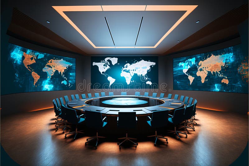 Meeting Room Data Center with Virtual Interface. Generative Ai Stock ...