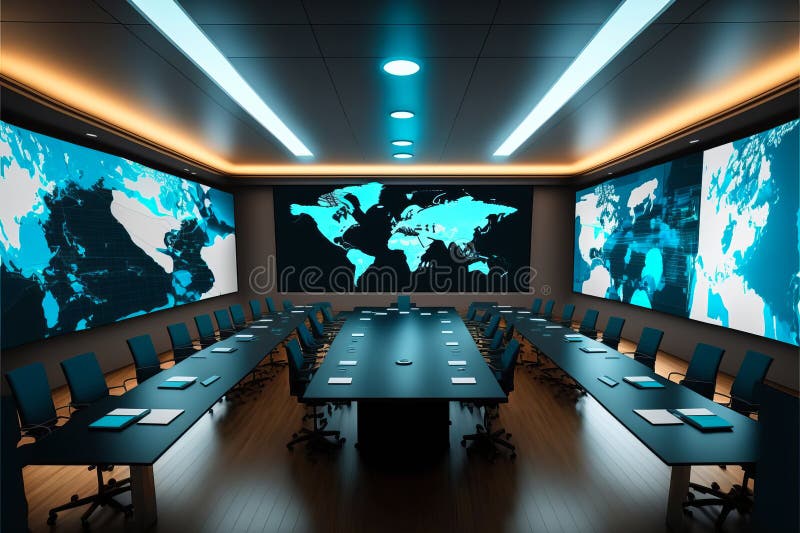 Meeting Room Data Center with Virtual Interface. Generative Ai Stock ...