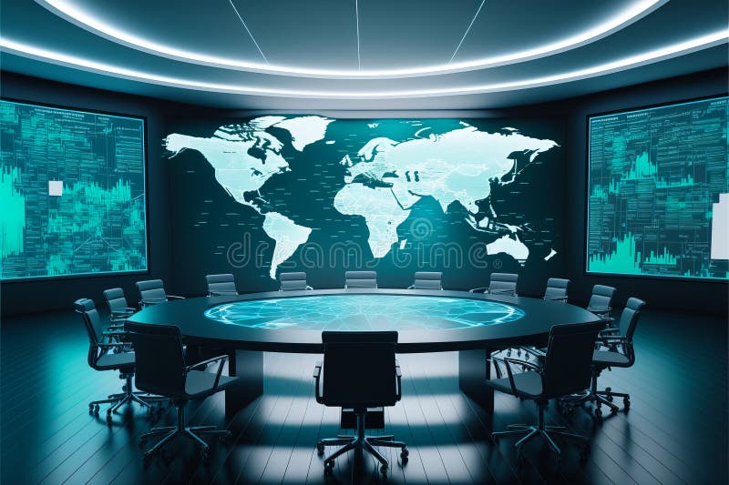 Meeting Room Data Center with Virtual Interface. Generative Ai Stock ...