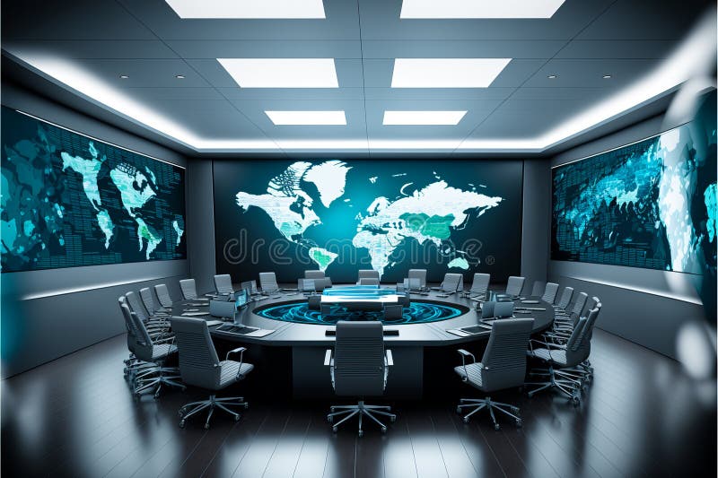 Meeting Room Data Center with Virtual Interface. Generative Ai Stock ...