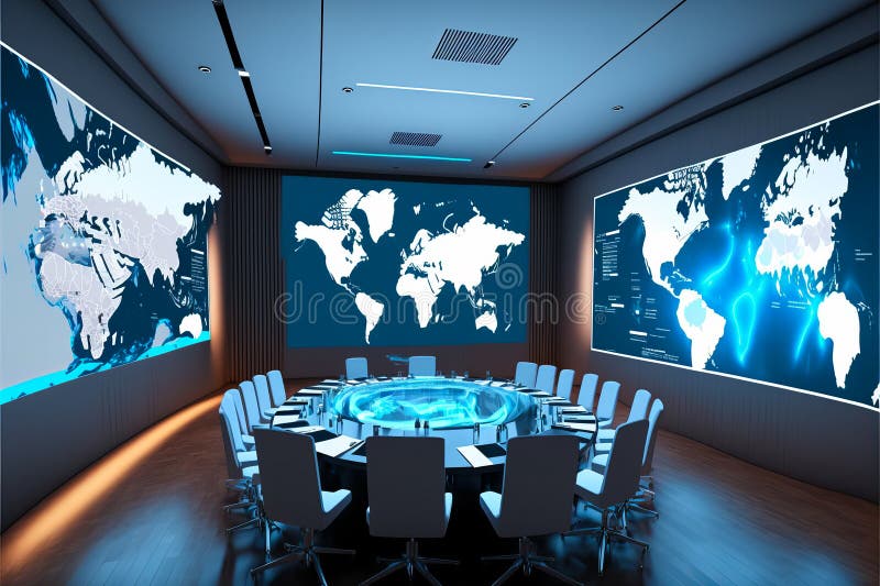 Meeting Room Data Center with Virtual Interface. Generative Ai Stock ...