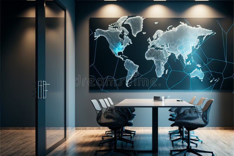 Meeting Room Data Center with Virtual Interface. Generative Ai. Stock ...