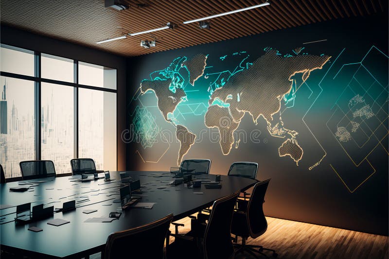 Meeting Room Data Center with Virtual Interface. Generative Ai. Stock ...