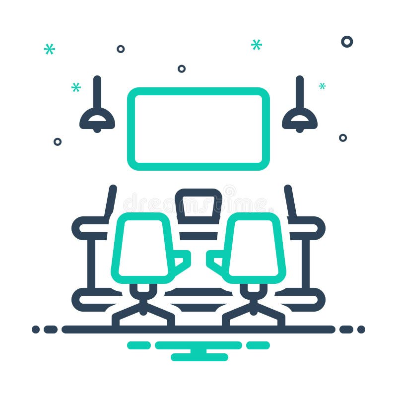 Mix Icon for Meeting Room, Workplace and Meeting Stock Vector ...