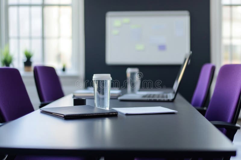 Meeting Room with Laptop, Notebook and Drink for Team Collaboration ...