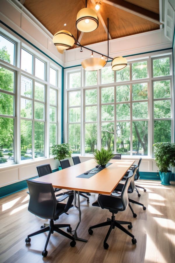 Meeting Room with Large Windows and Natural Light Stock Illustration ...